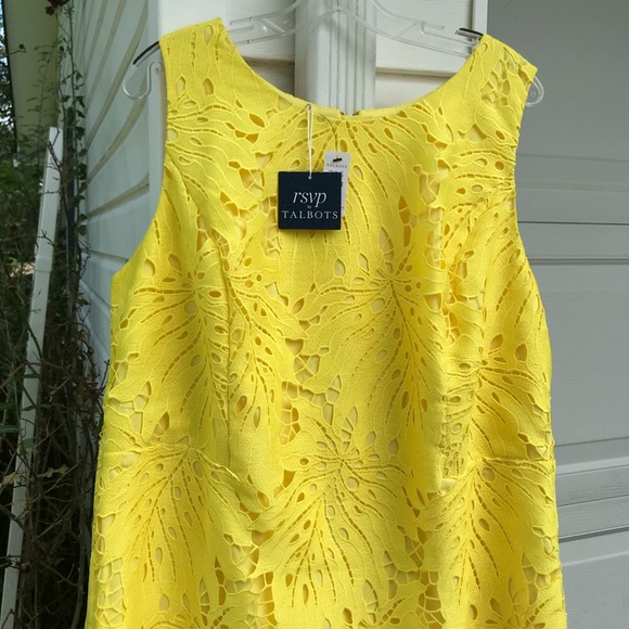 Talbots | Dresses | Nwt Talbots Pretty Yellow Leaf Lace Lined Dress ...